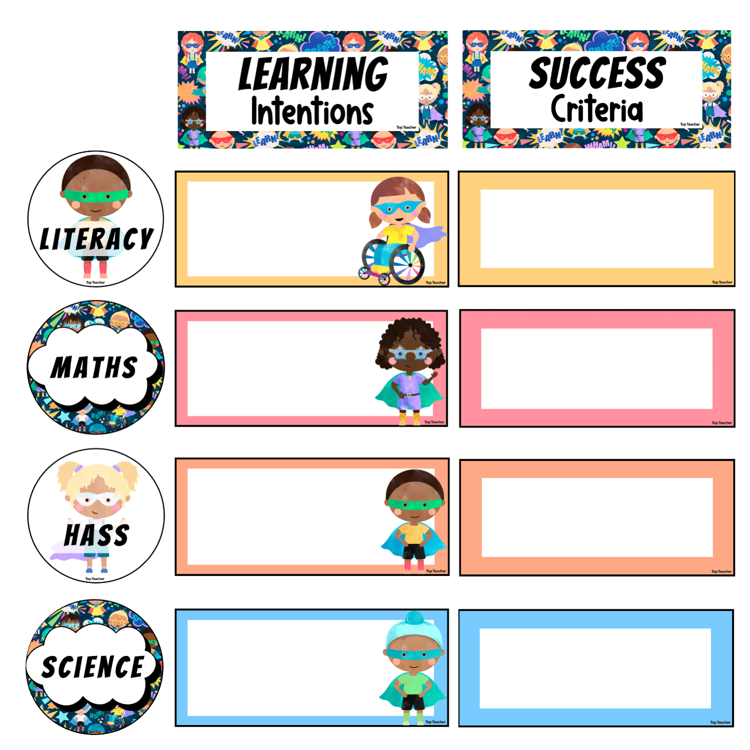 Learning Intentions Display Hero Kids - Top Teacher