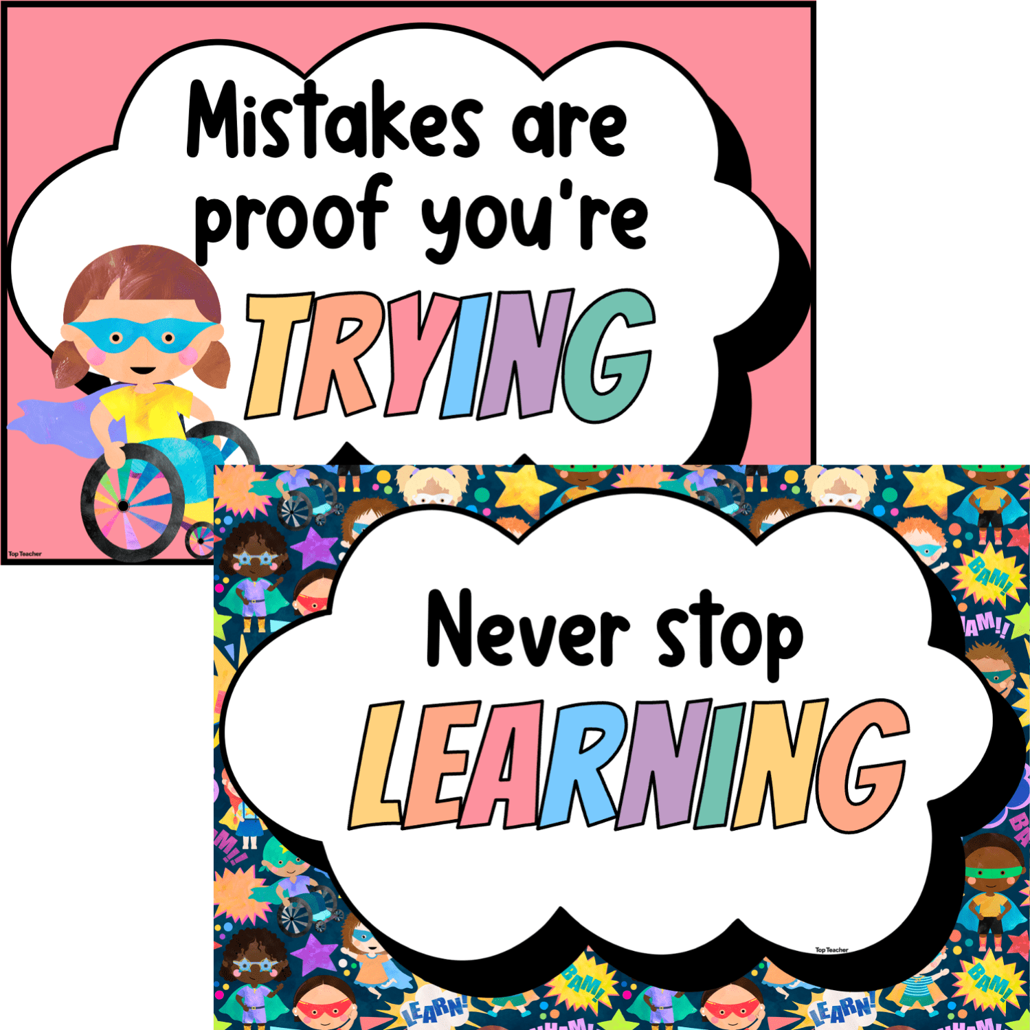 Positive Mindset Posters Hero Kids - Top Teacher