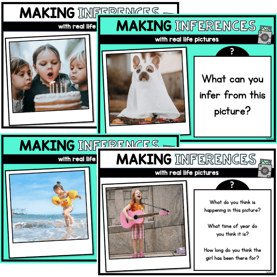 Making Inferences with Real-Life Pictures Task Cards - Top Teacher
