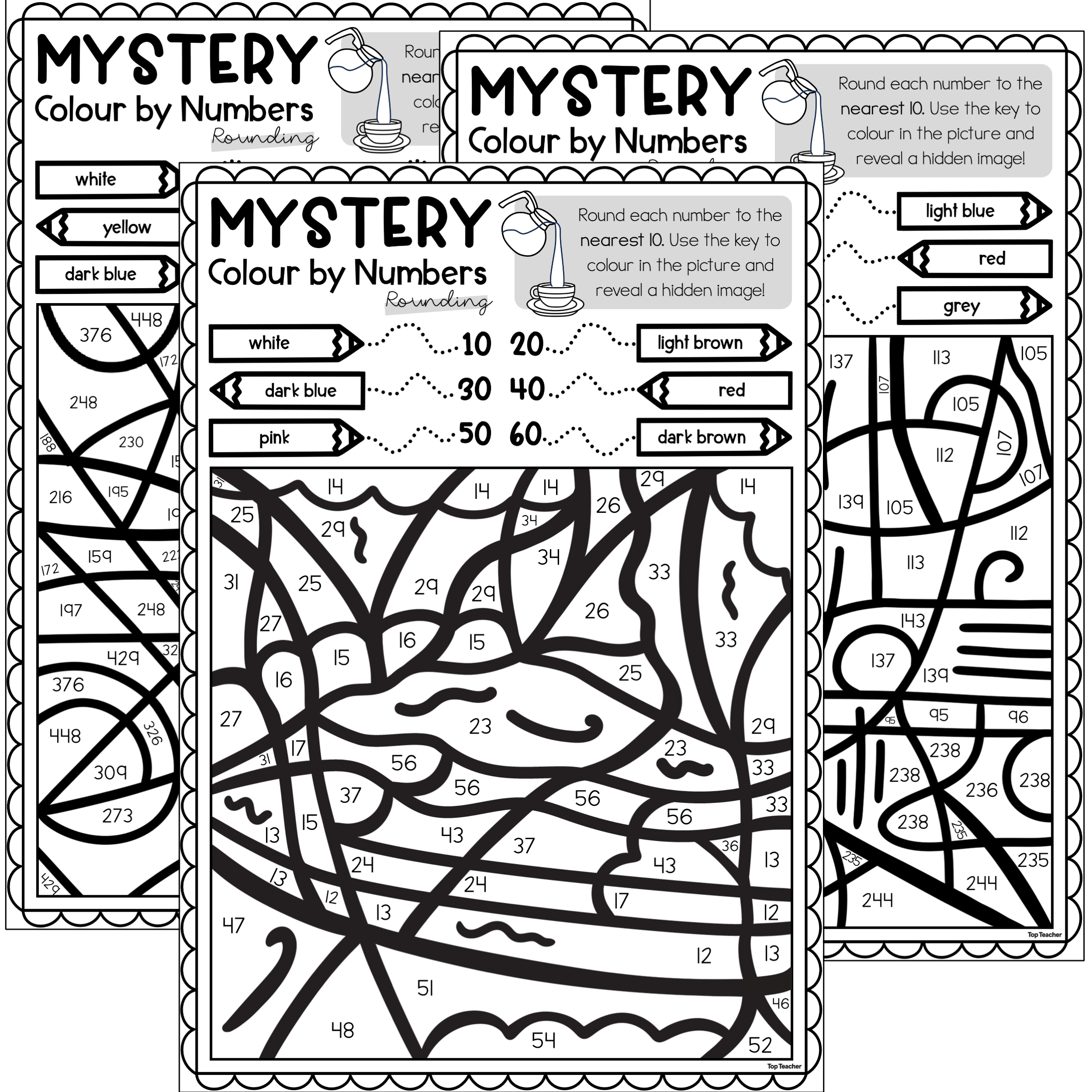 Rounding Mystery Colour by Numbers - Top Teacher