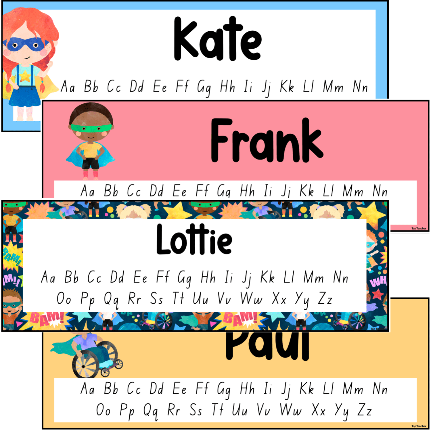 Alphabet Desk Mats Name Hero Kids - Top Teacher