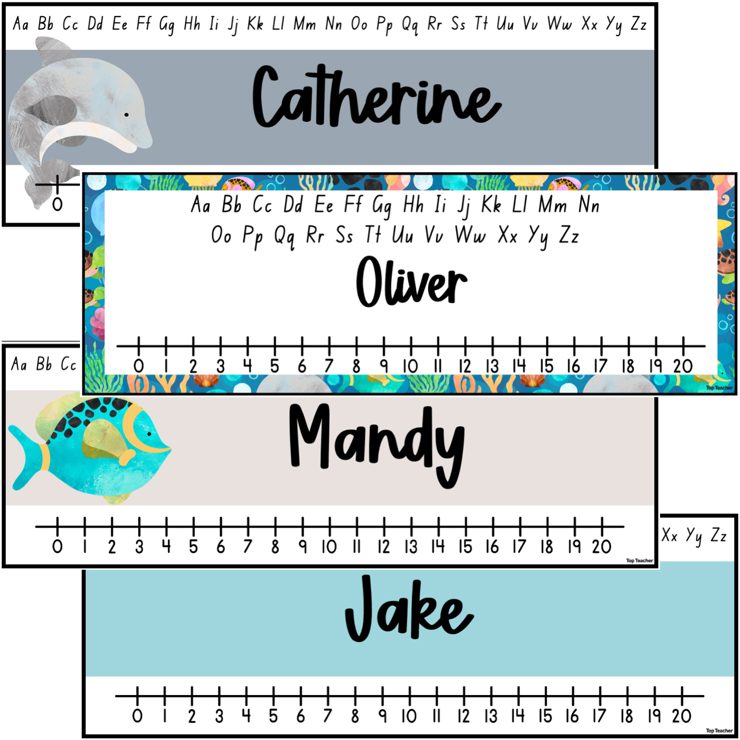 Alphabet Desk Mats Number Line Ocean Wonderland - Top Teacher