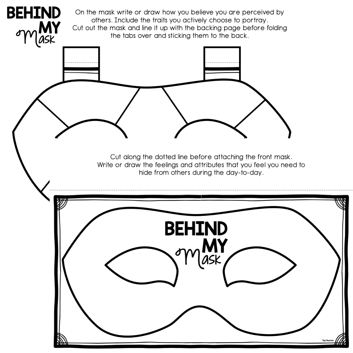 Behind My Mask Activity - Top Teacher