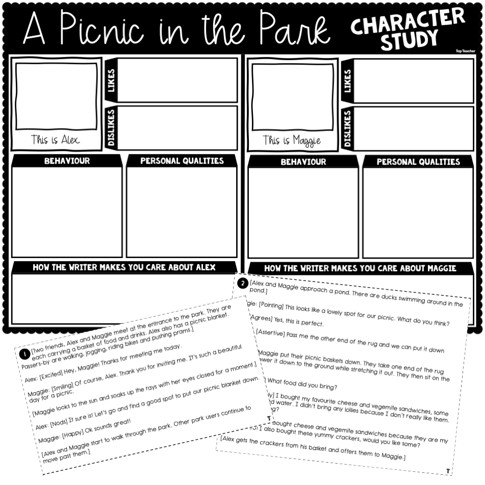 Character Study Script & Worksheet - Top Teacher