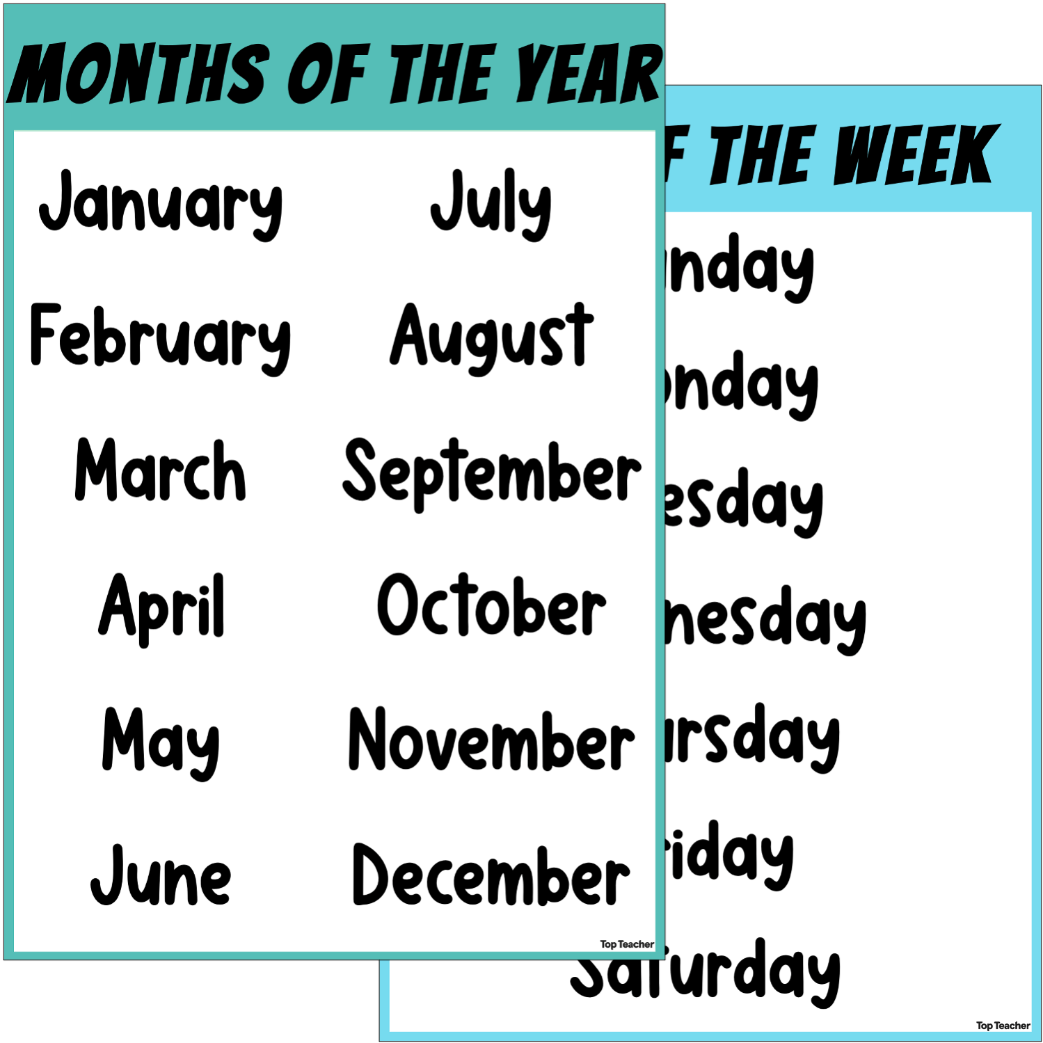 Days & Months Posters Ocean Wonderland - Top Teacher