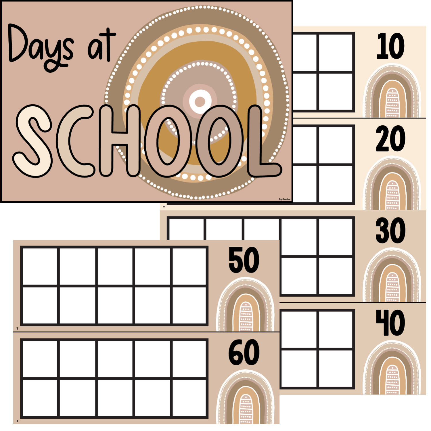 Days at School Tens Frame Burn Off - Top Teacher