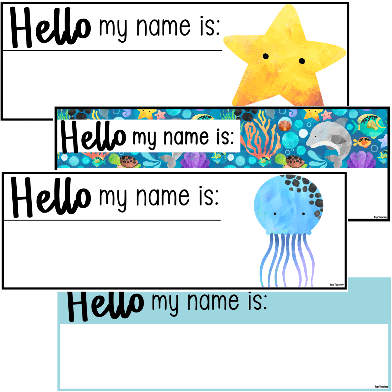 Hello Desk Plates Ocean Wonderland - Top Teacher