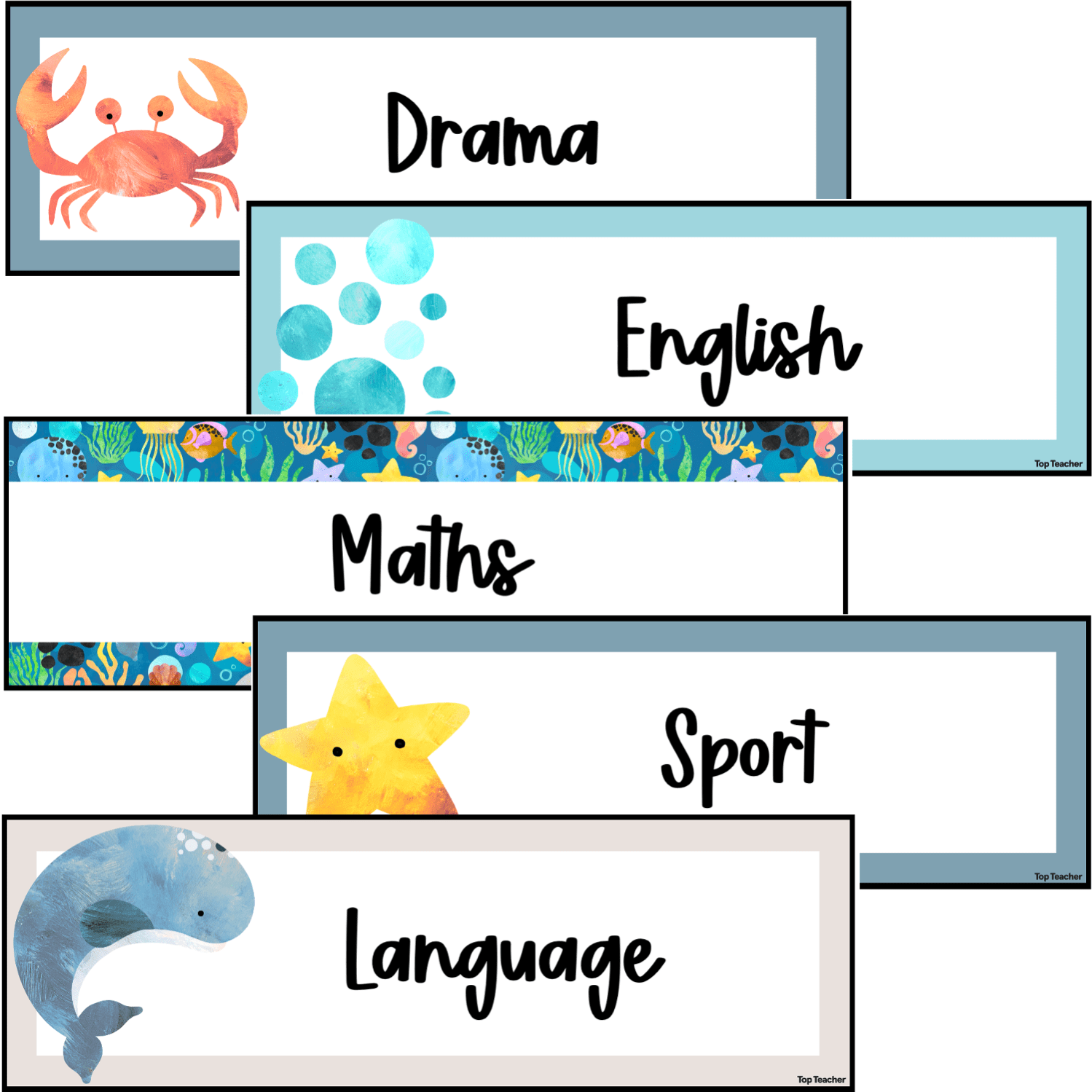 Labels 4 Per Page Ocean Wonderland - Top Teacher