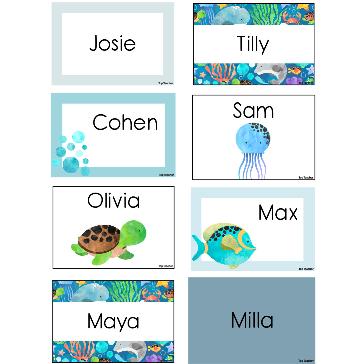Labels 8 Per Page Ocean Wonderland - Top Teacher