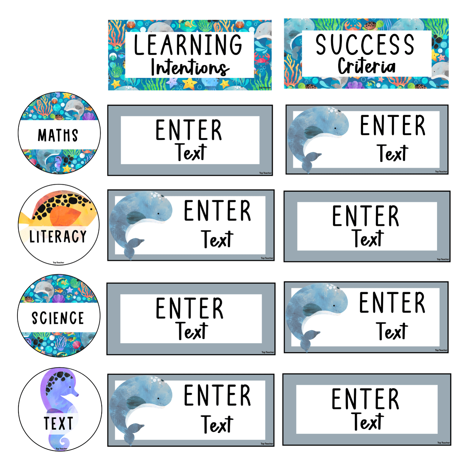Learning Intentions Display Ocean Wonderland - Top Teacher