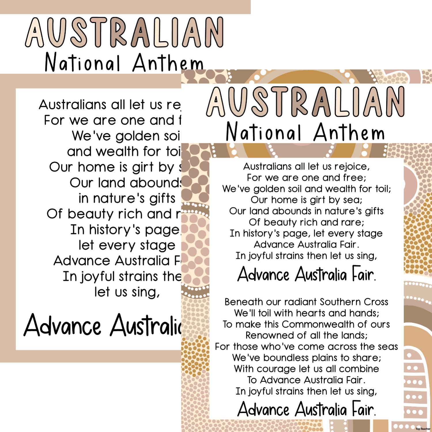 Australian National Anthem Poster Burn Off - Top Teacher