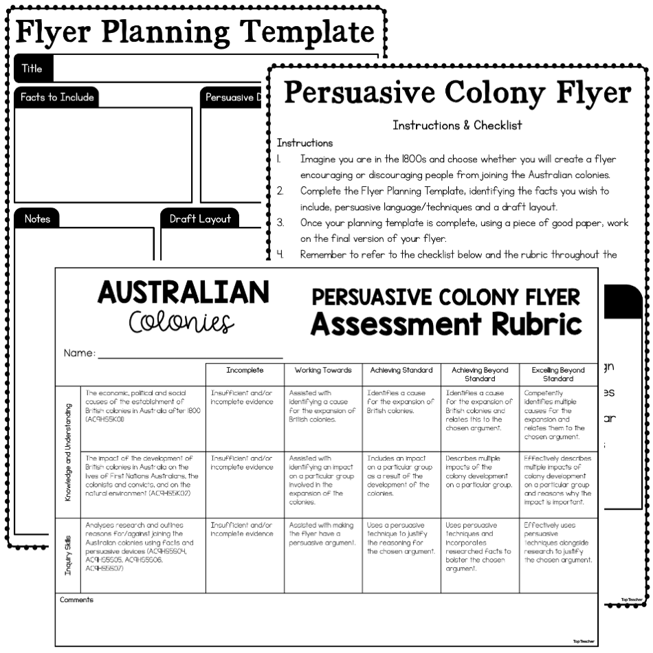 Persuasive Colony Flyer Assessment - Top Teacher