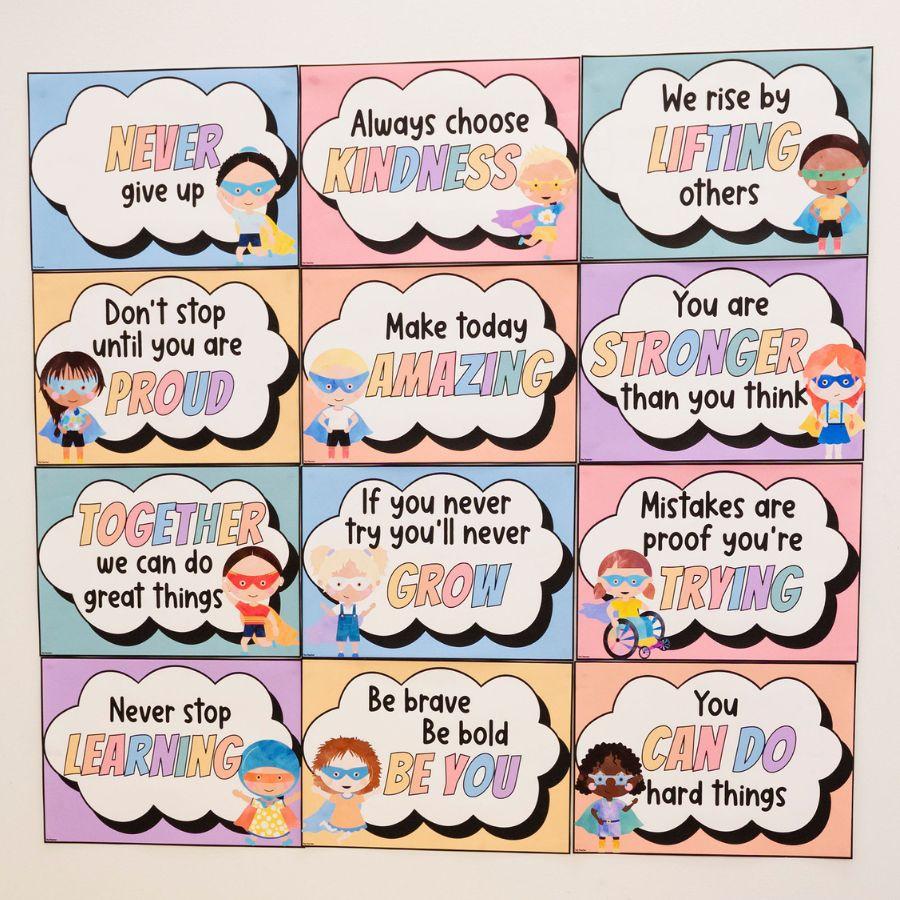 Positive Mindset Posters Hero Kids - Top Teacher