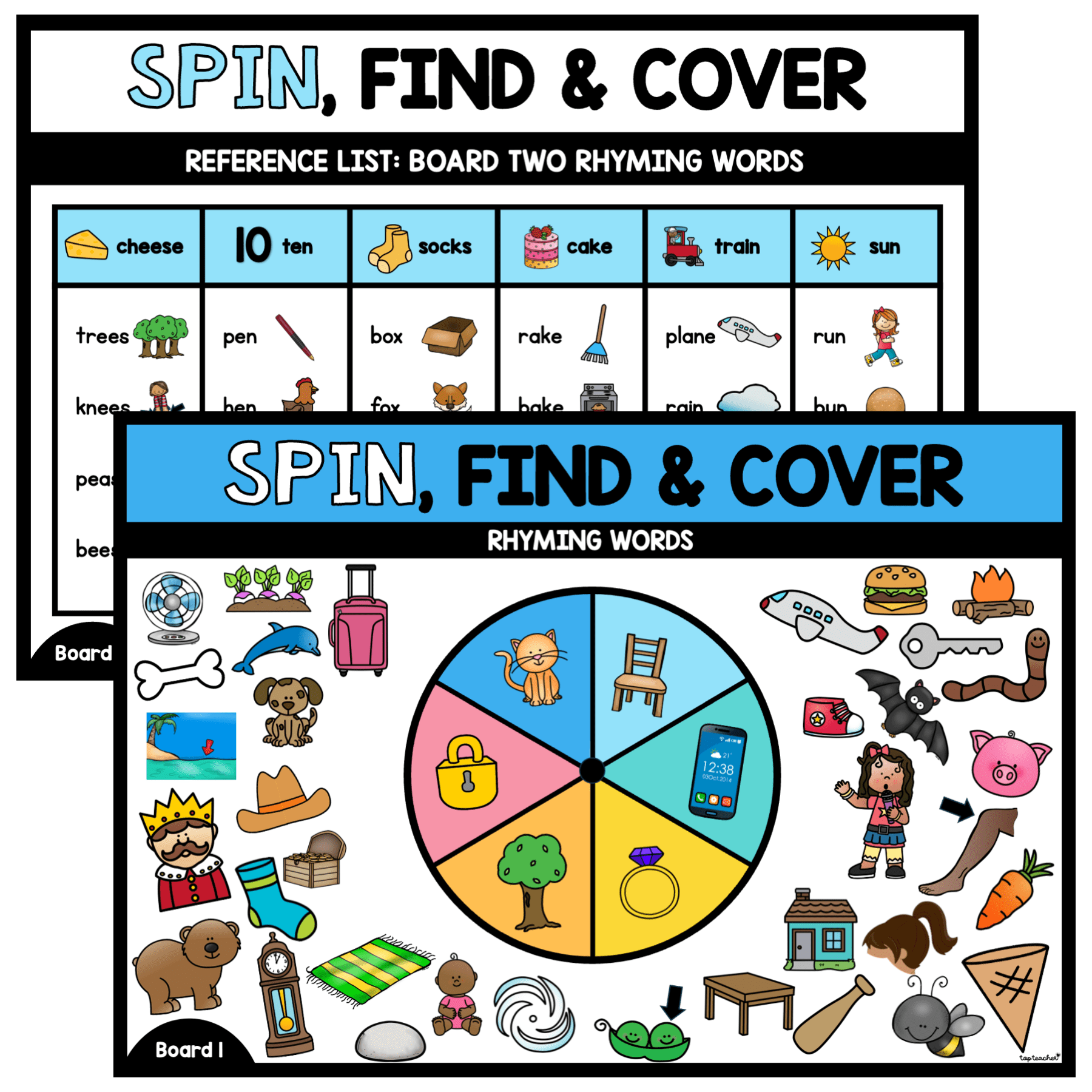 Spin, Find & Cover: Rhyming Words - Top Teacher