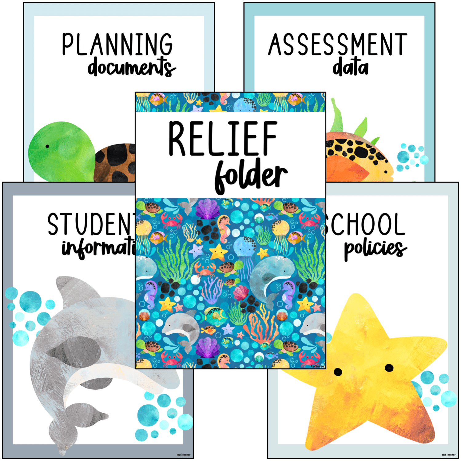 Teacher File Covers & Spines Ocean Wonderland - Top Teacher