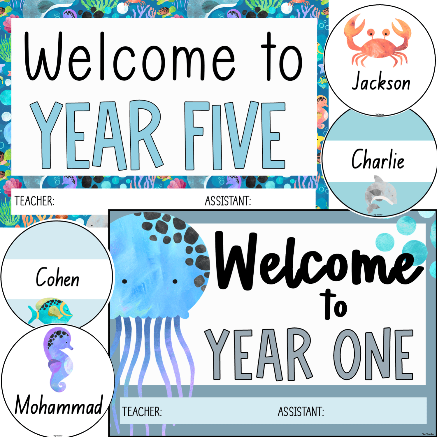 Welcome Door Display Ocean Wonderland: Back to School - Top Teacher