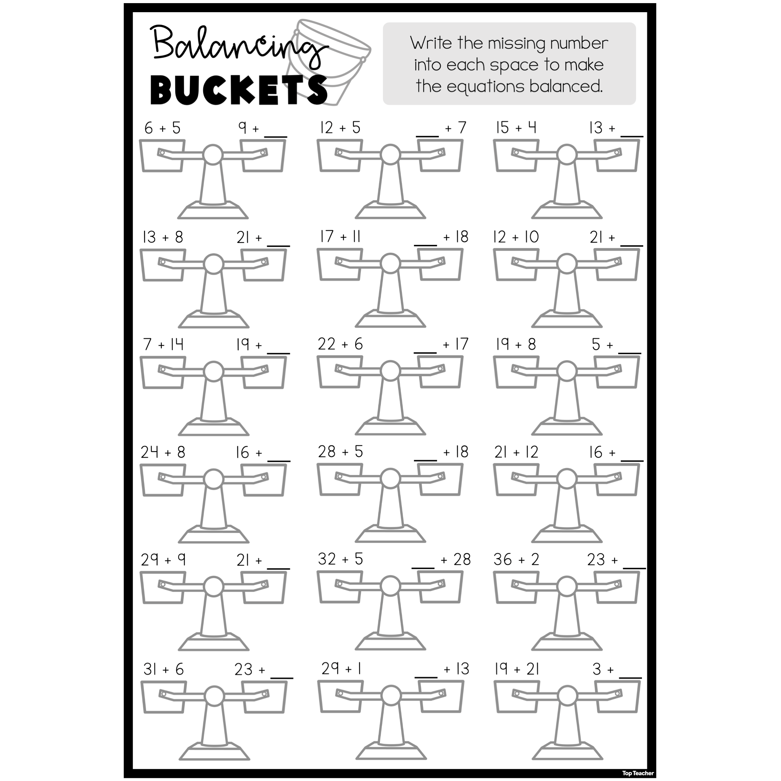 Balancing Buckets - Top Teacher