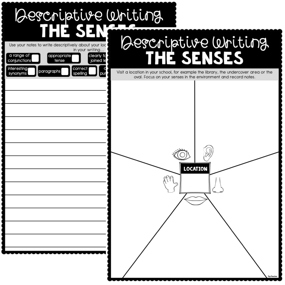 Descriptive Writing: Using the Senses Worksheets - Top Teacher
