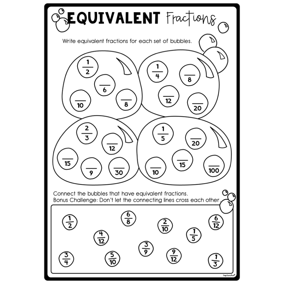 Equivalent Fraction Worksheets With Pictures Equivalent Fractions