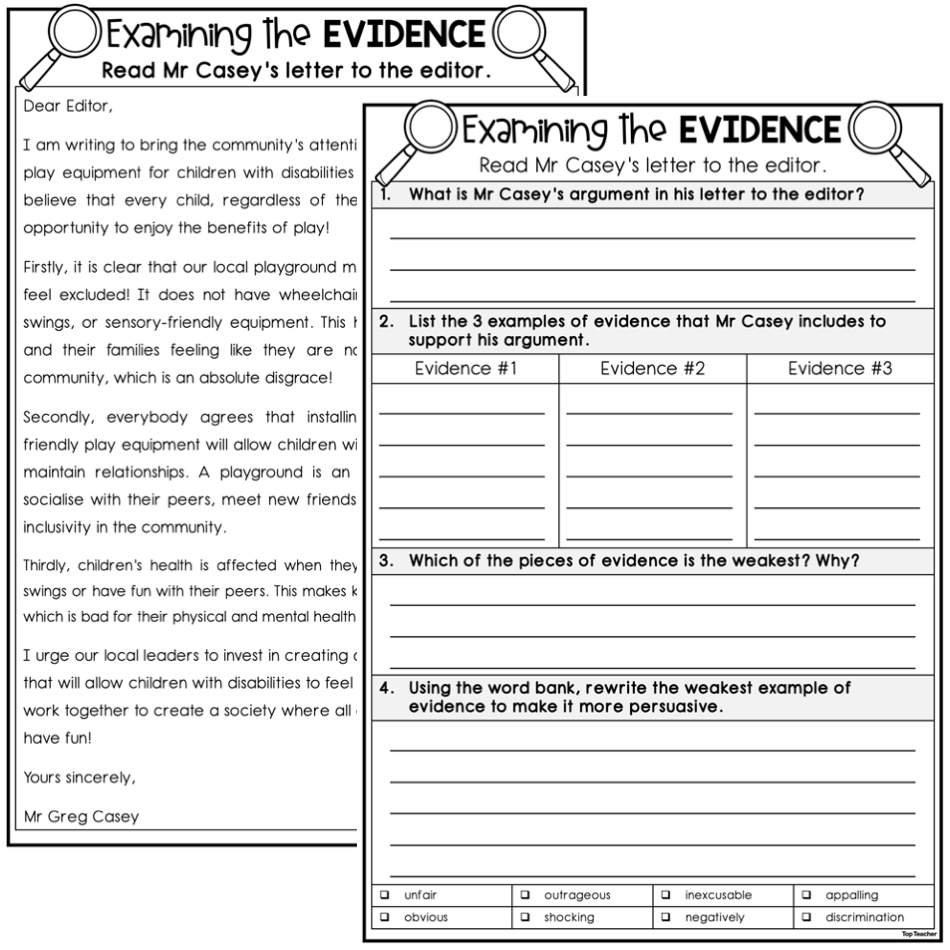 Examining the Evidence: Persuasive Texts - Top Teacher