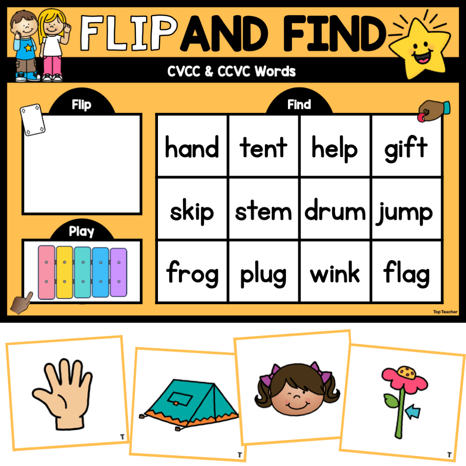 Flip & Find Words: CVCC & CCVC - Top Teacher
