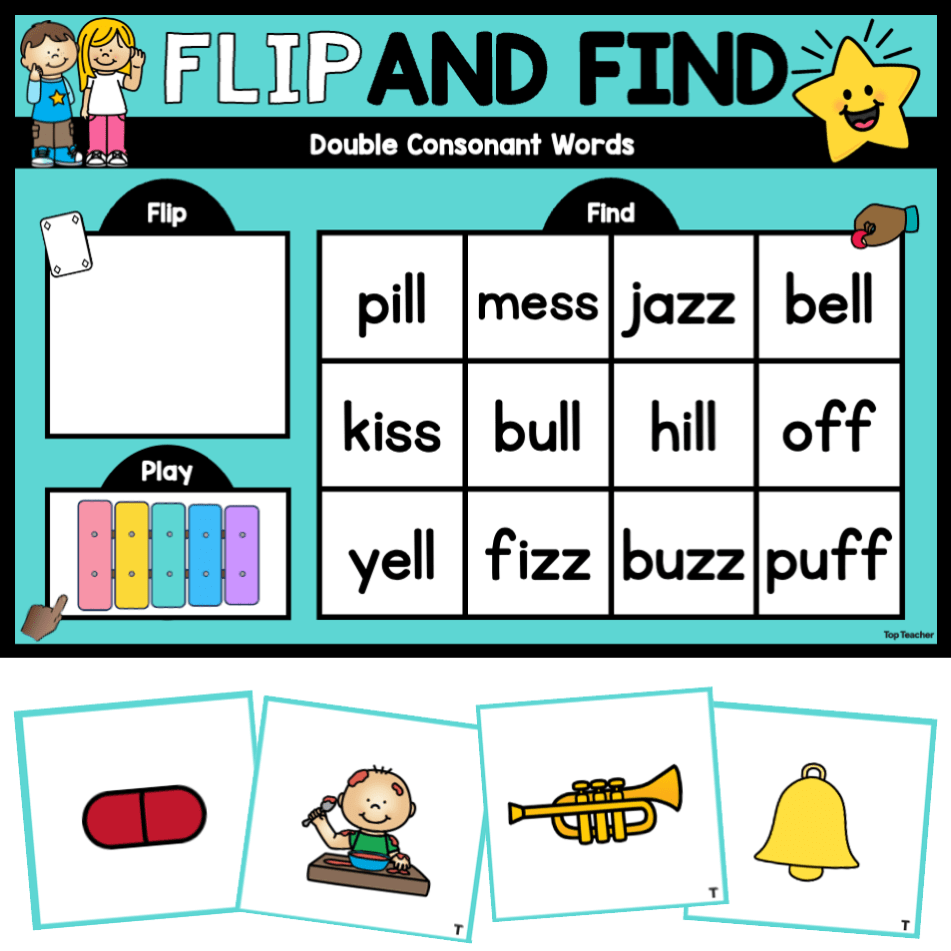 Flip & Find Words: ff, ll, ss, zz - Top Teacher