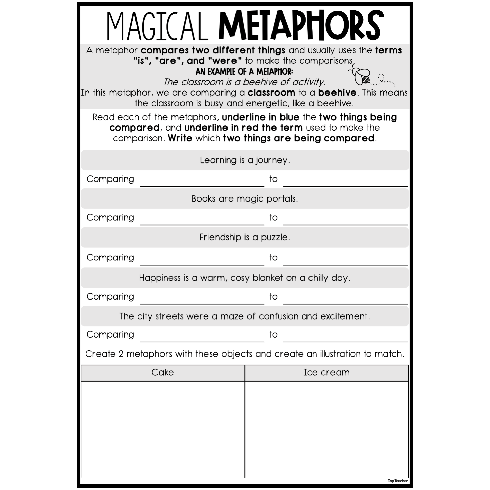 Magical Metaphors Worksheet - Top Teacher