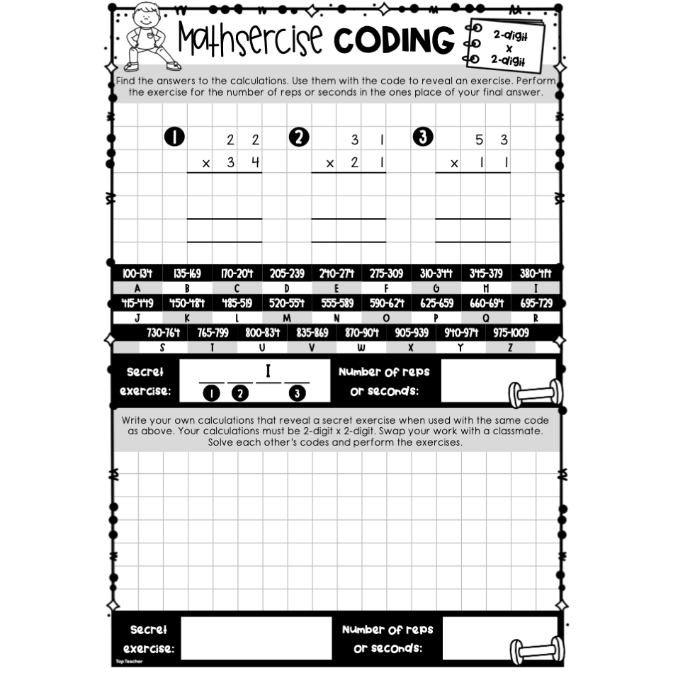 Mathsercise Coding: Two-Digit By One-Digit Multiplication Worksheets ...