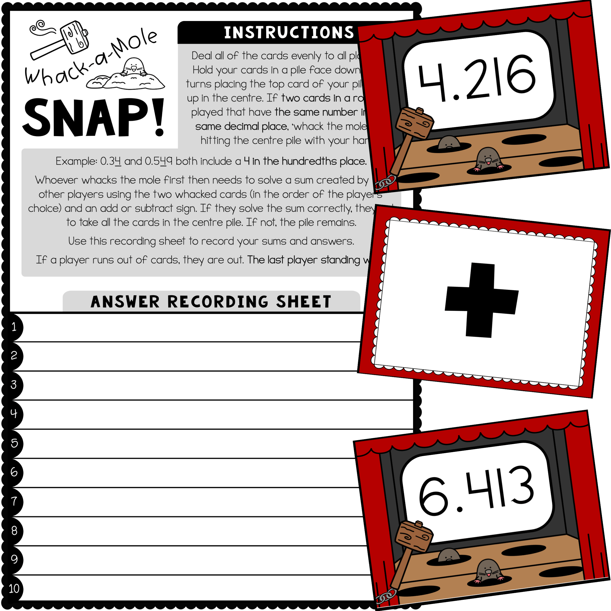 Whack-a-Mole Decimals Snap Game - Top Teacher