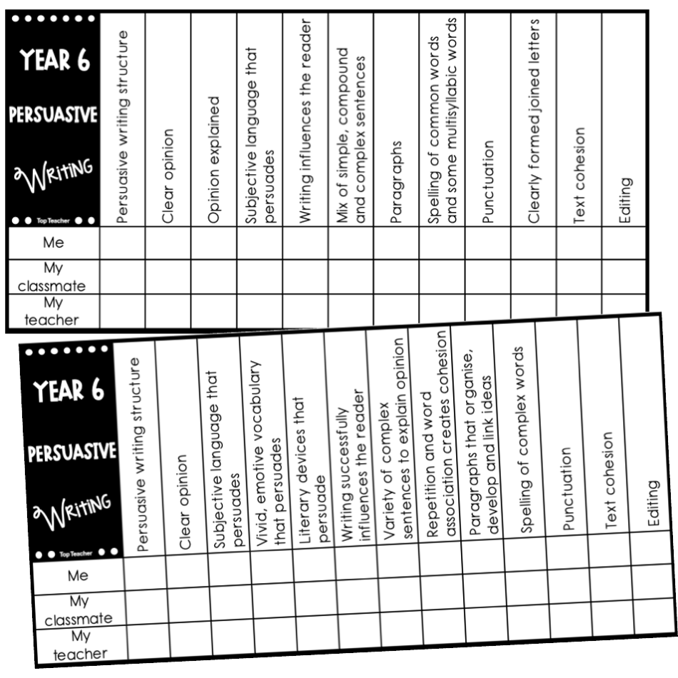 Persuasive Writing Feedback Template: Year 6 - Top Teacher