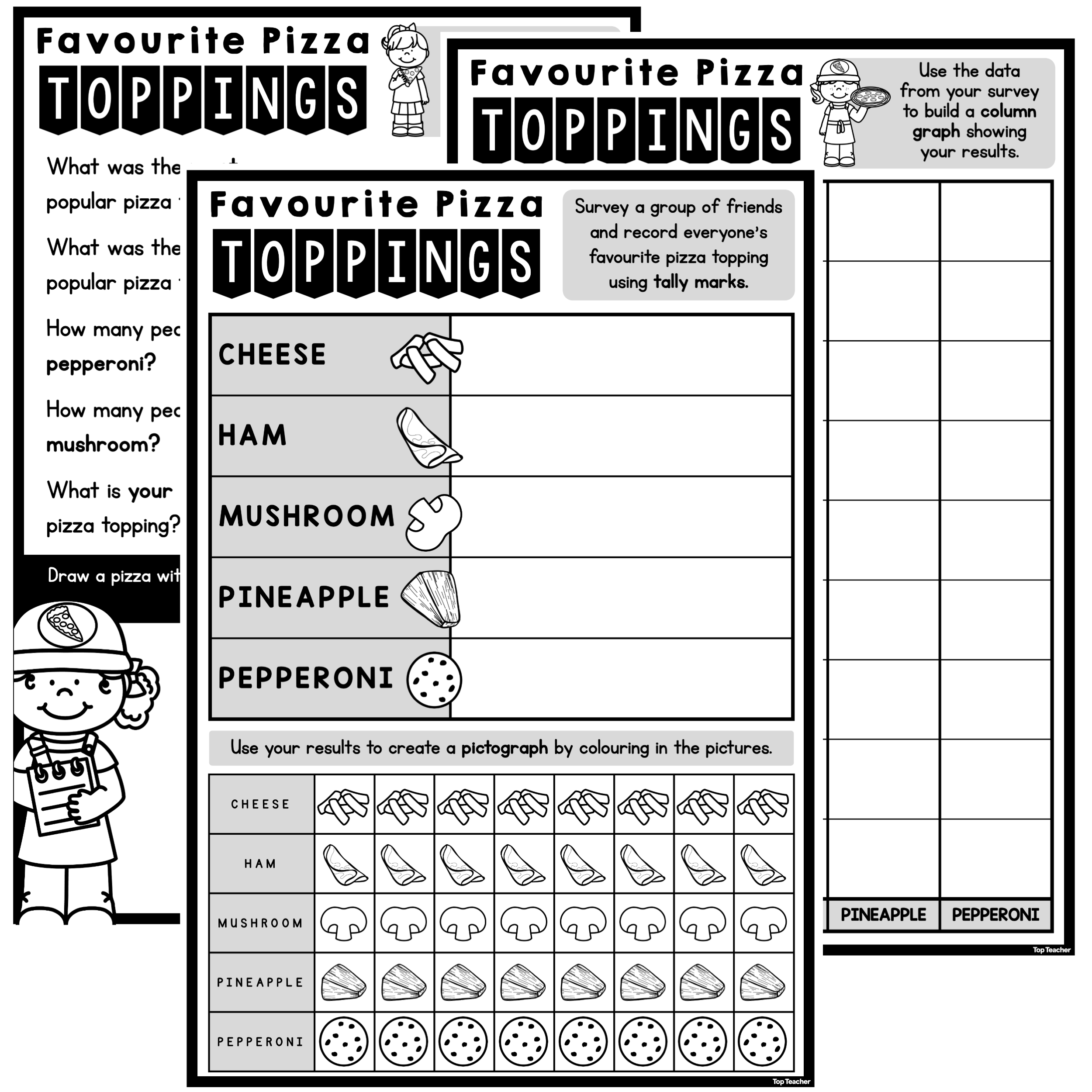 Favourite Pizza Toppings Survey: Data Collection and Graphing Activity ...