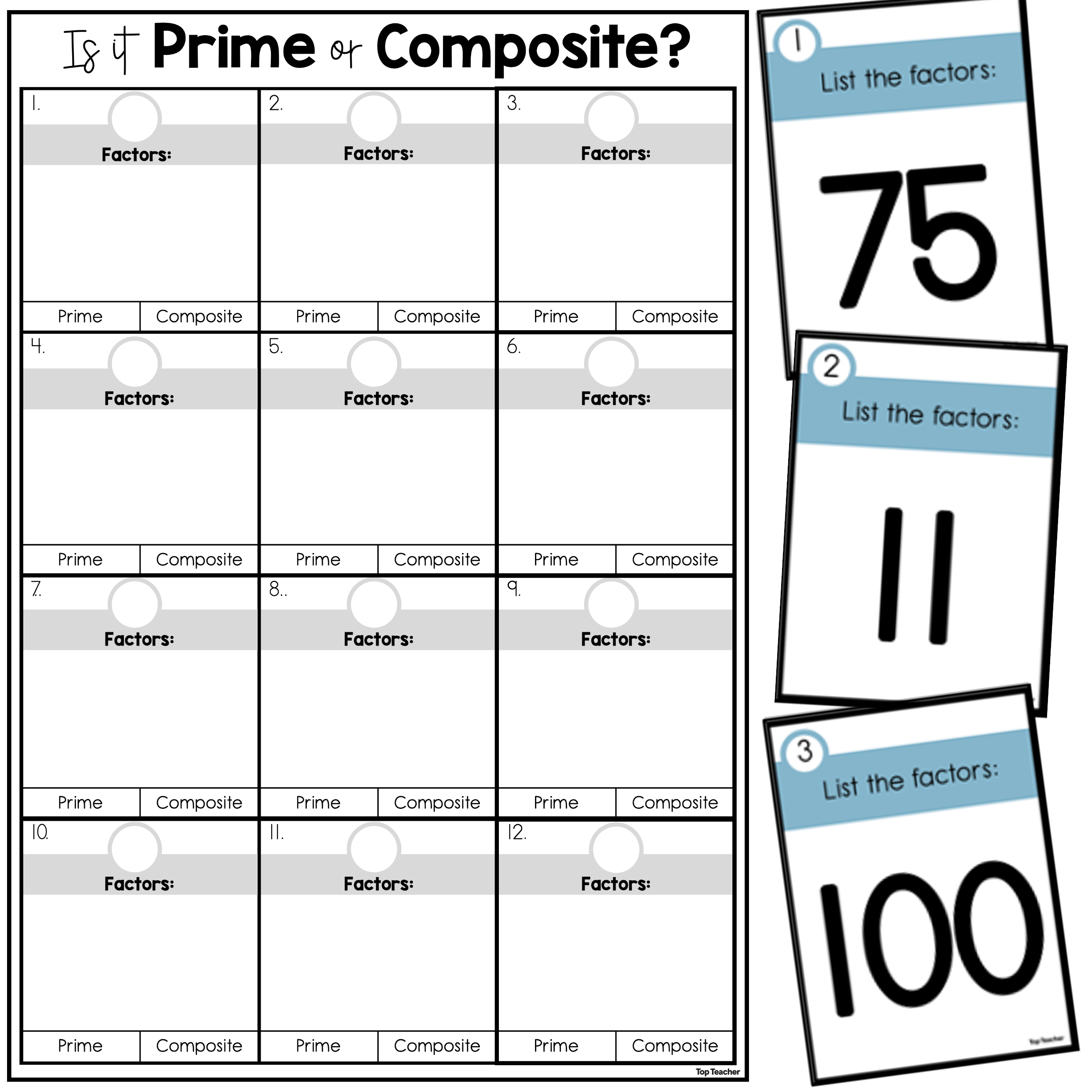 Is it Prime or Composite? Task Card Activity - Top Teacher