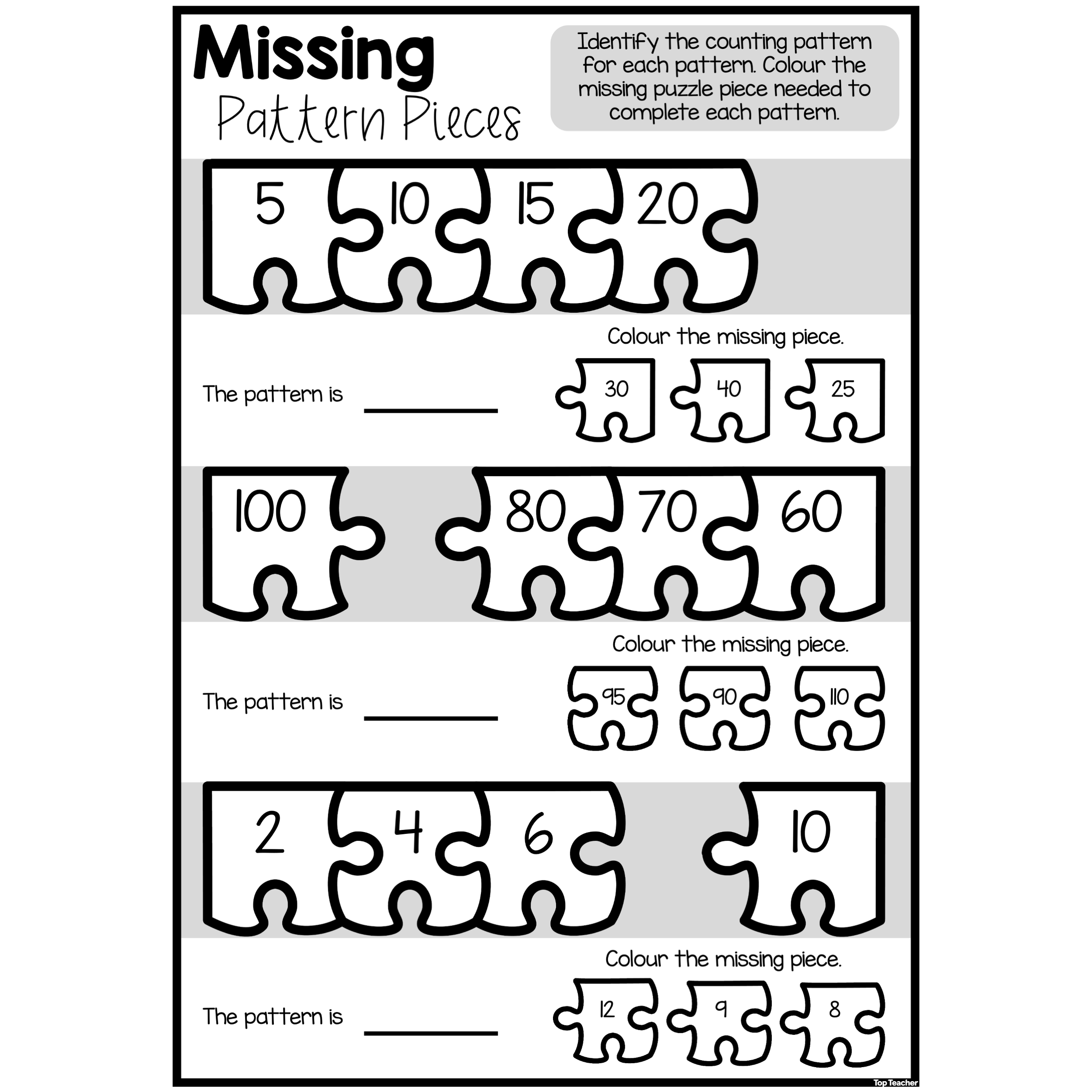 Missing Pattern Pieces Worksheets - Top Teacher