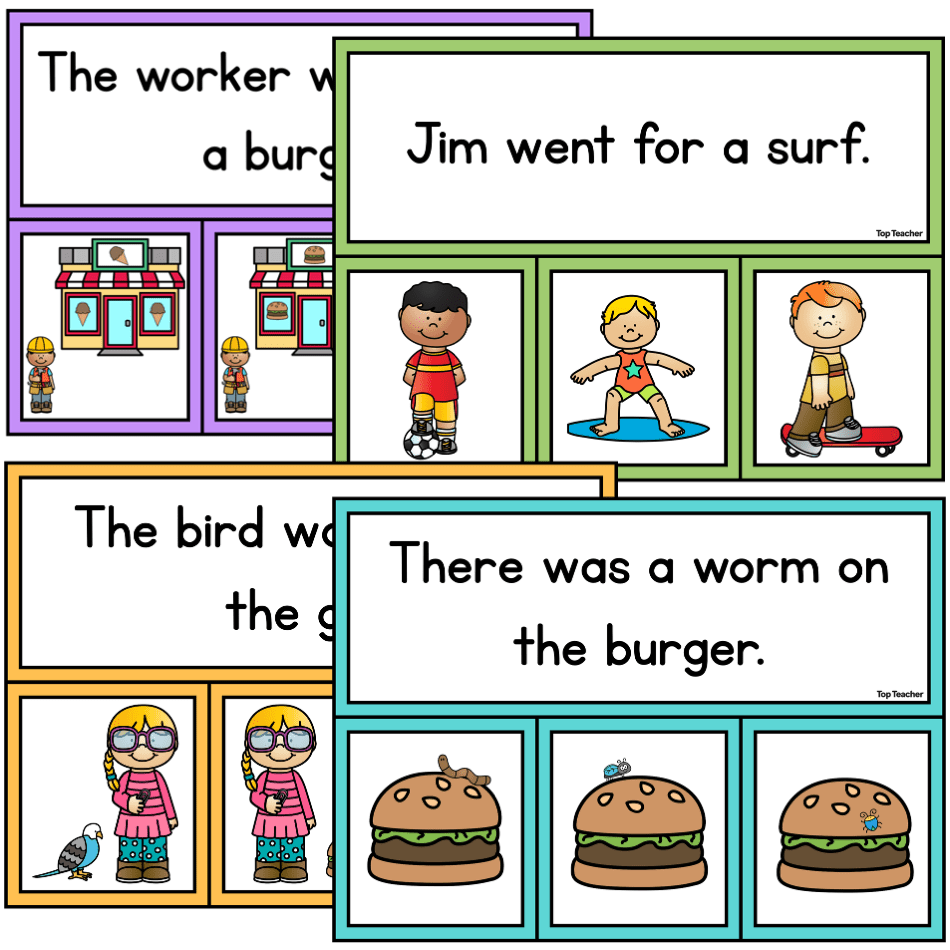 Sentence Peg Cards: /er/ - Top Teacher