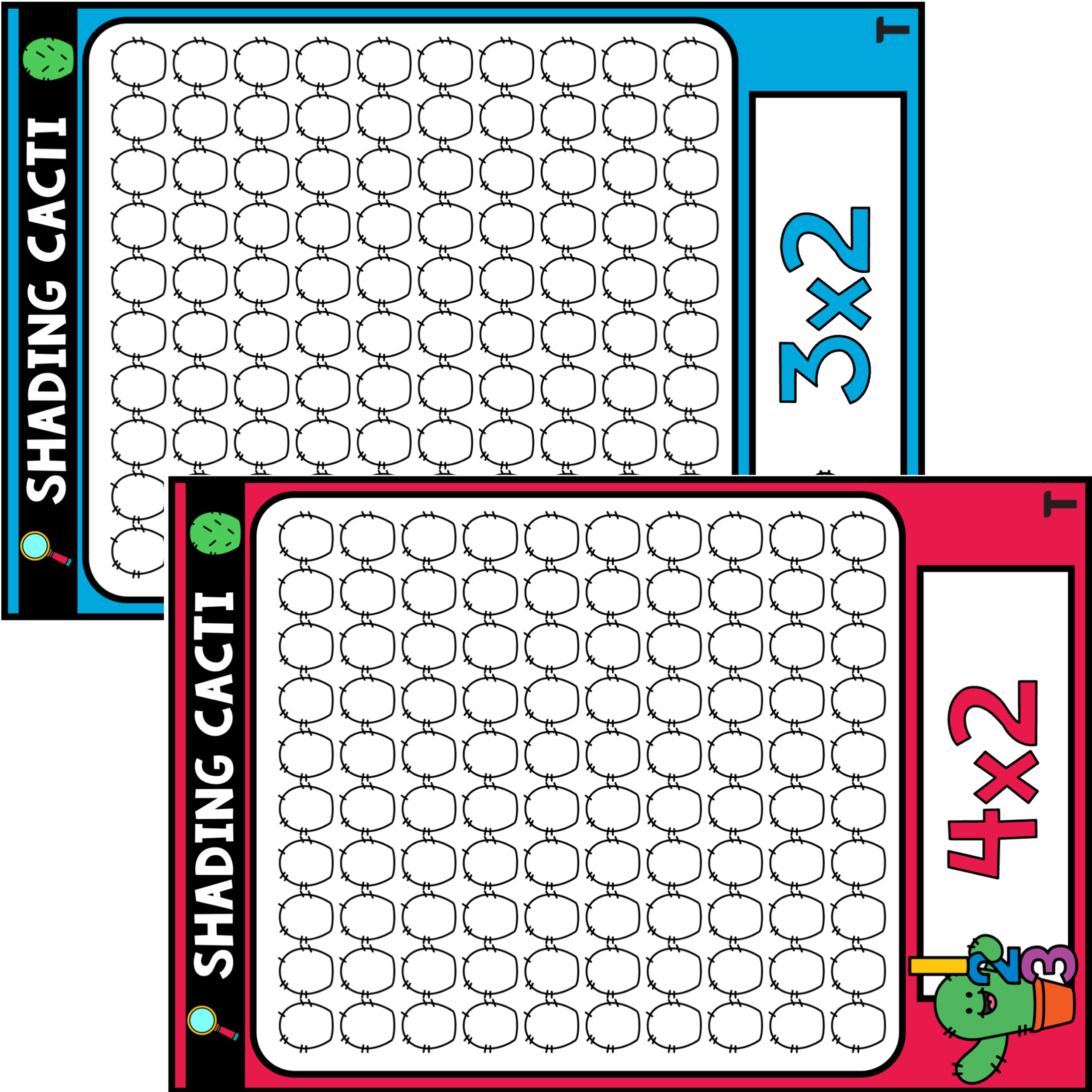 Multiplying by 2s Task Cards: Shading Cacti - Top Teacher