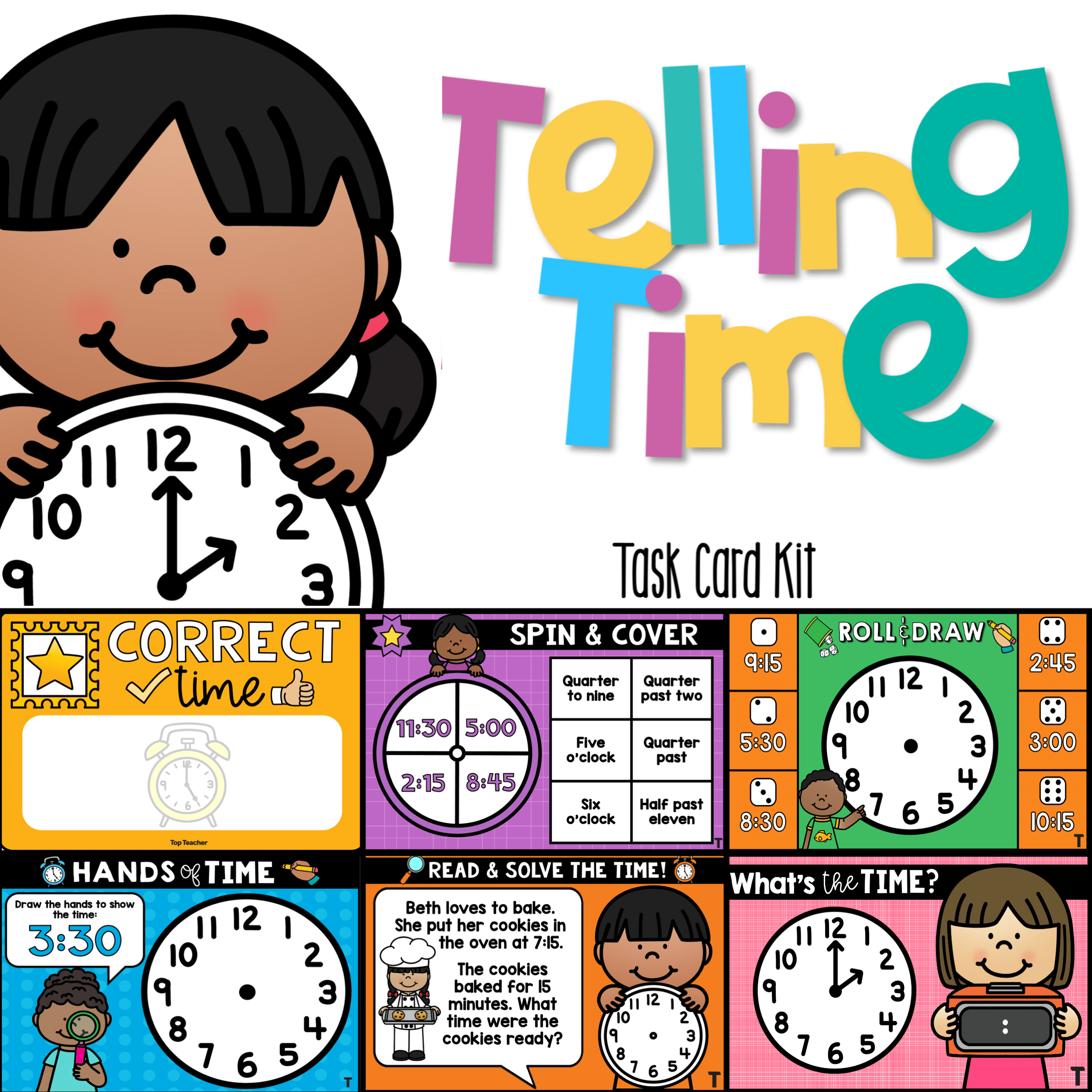 Telling Time Task Cards PACKAGE - Top Teacher