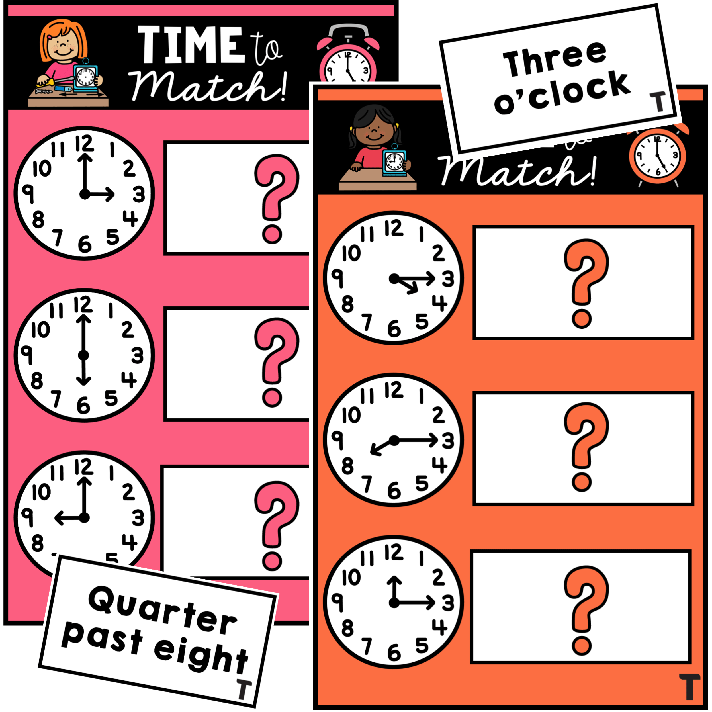 Telling Time Task Cards: Time to Match - Top Teacher