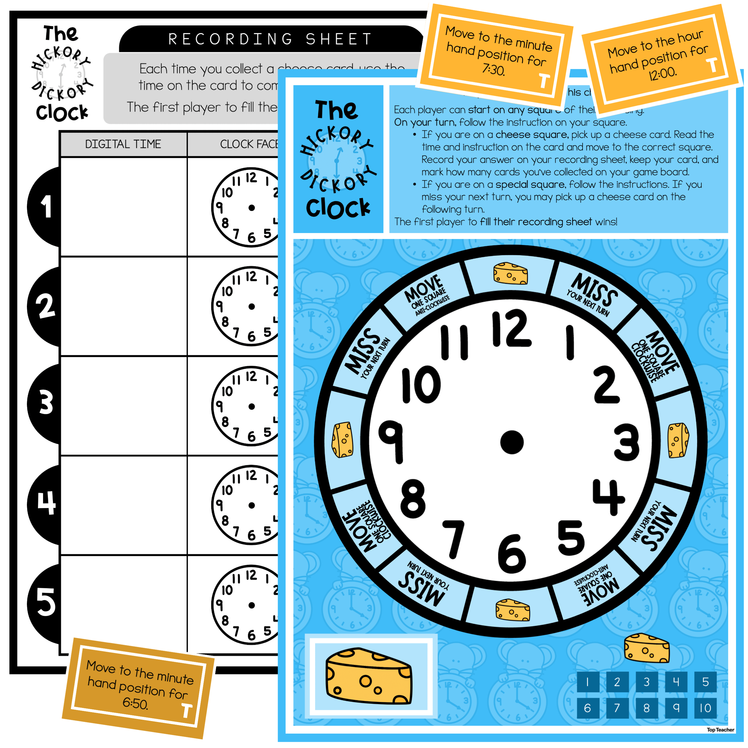 The Hickory Dickory Clock: Telling Time Game - Top Teacher