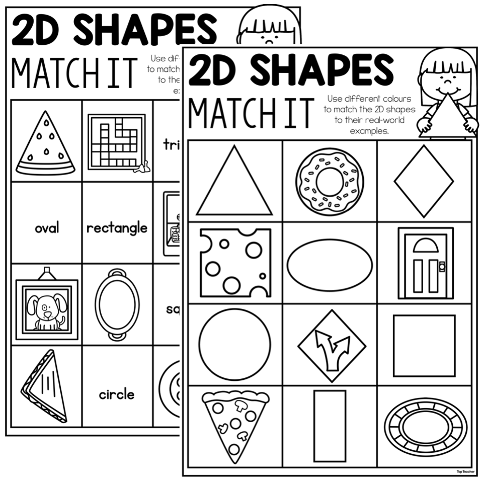 2D Shapes Match It Worksheet - Top Teacher