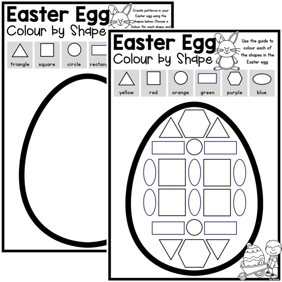 Easter Egg Colour by Shape Worksheet - Top Teacher