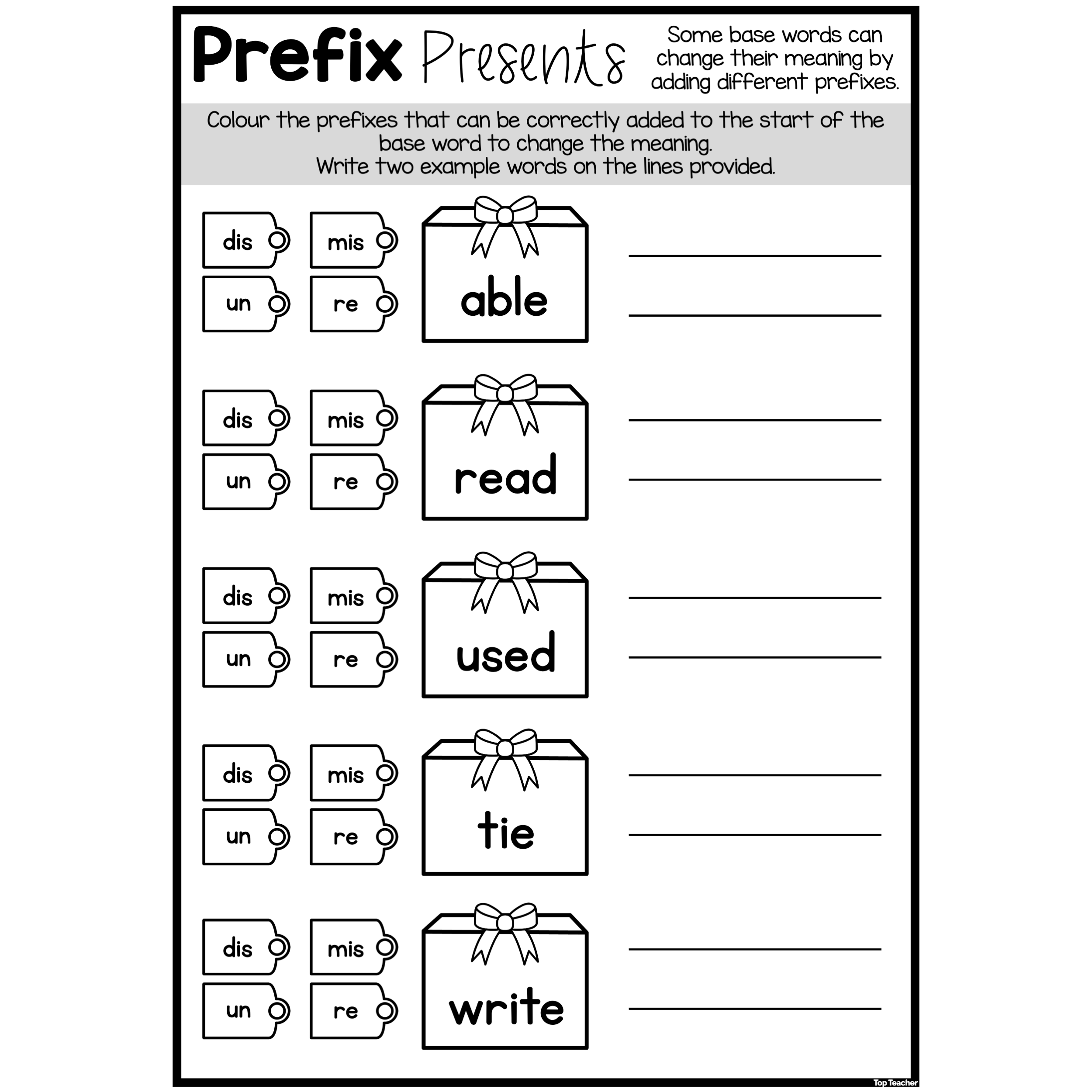 Prefixes Worksheets Free