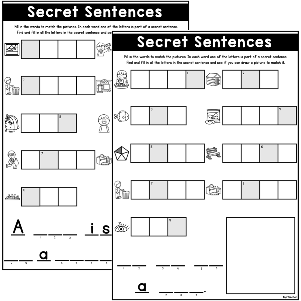 Crack the Secret Sentence: Digraph Words sh, ch, th - Top Teacher