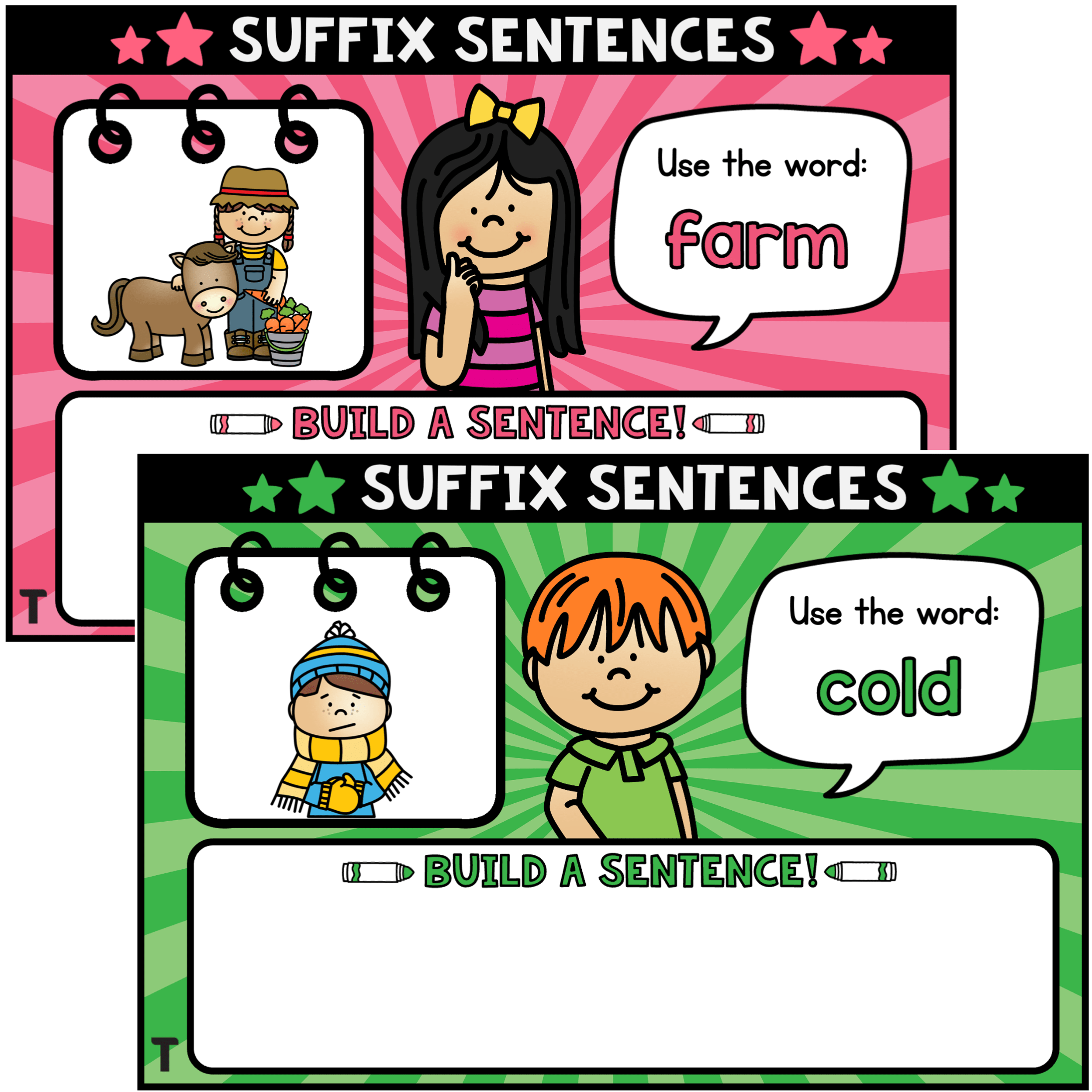 Suffix Task Cards: Suffix Sentences - Top Teacher