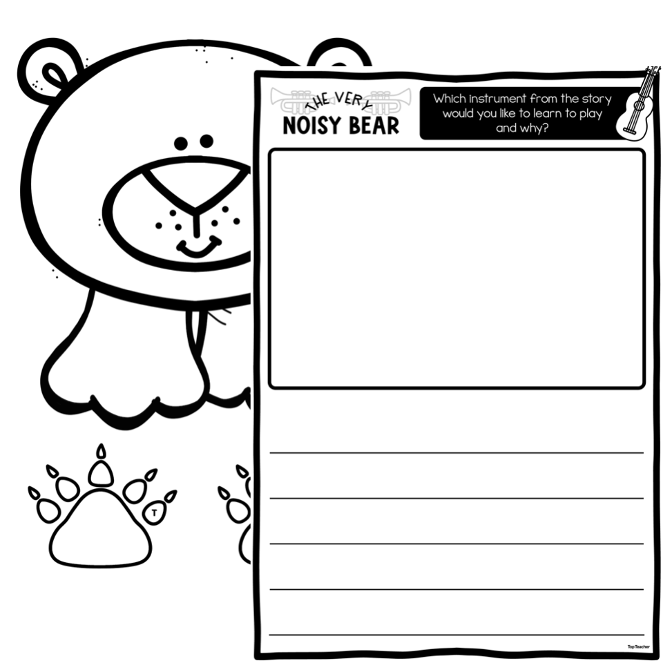 The Very Noisy Bear Writing Prompts & Toppers - Top Teacher