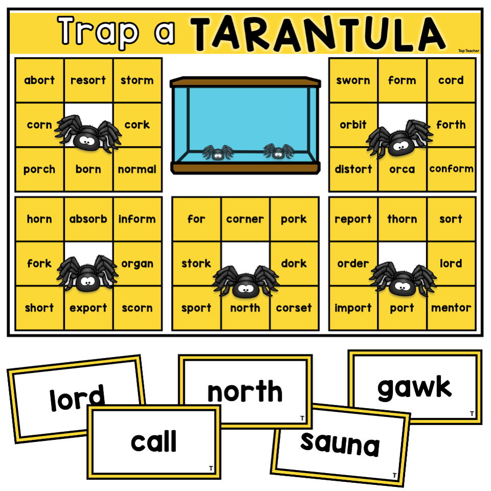 Trap a Tarantula: Decodable Reading Game /or/ Words - Top Teacher