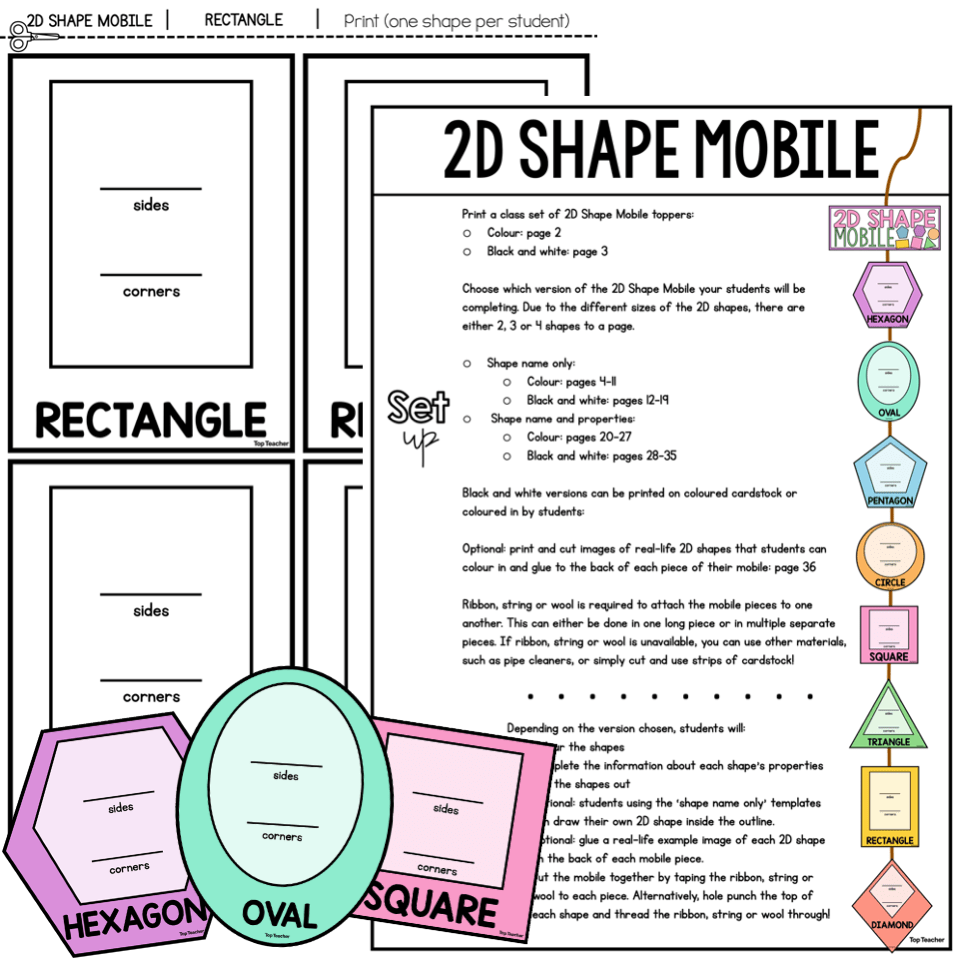 2D Shape Mobile Craft - Top Teacher