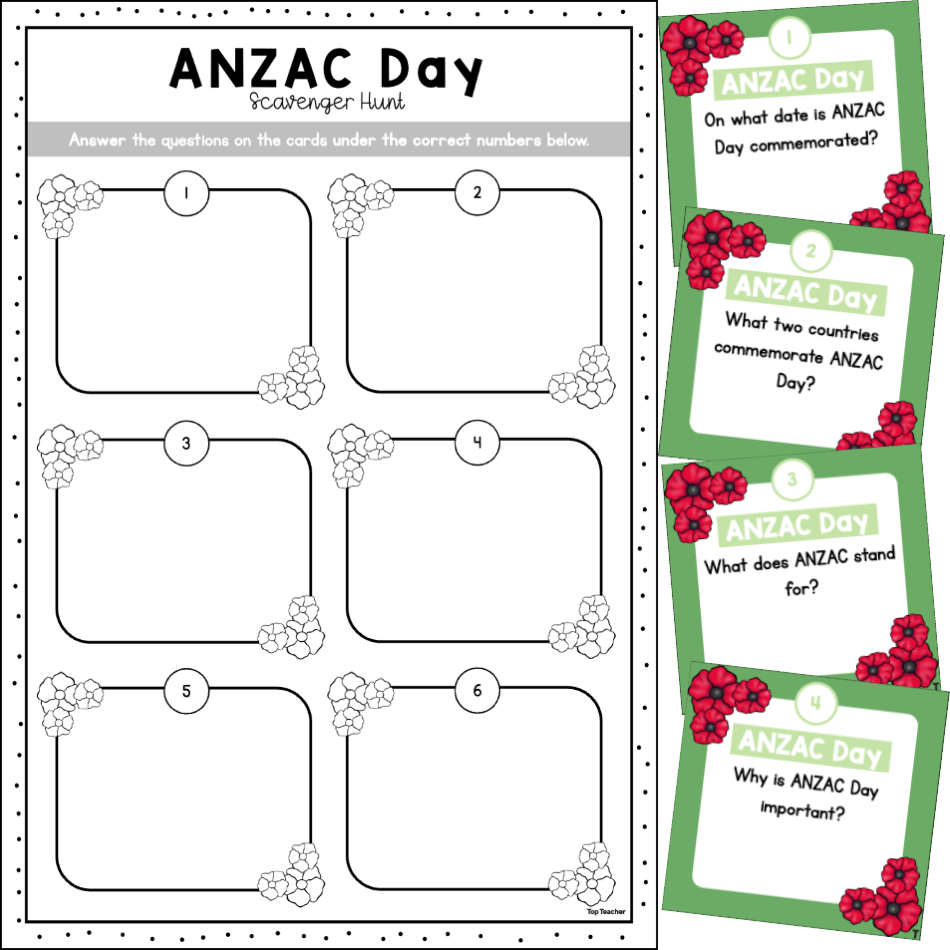 ANZAC Day Scavenger Hunt - Top Teacher