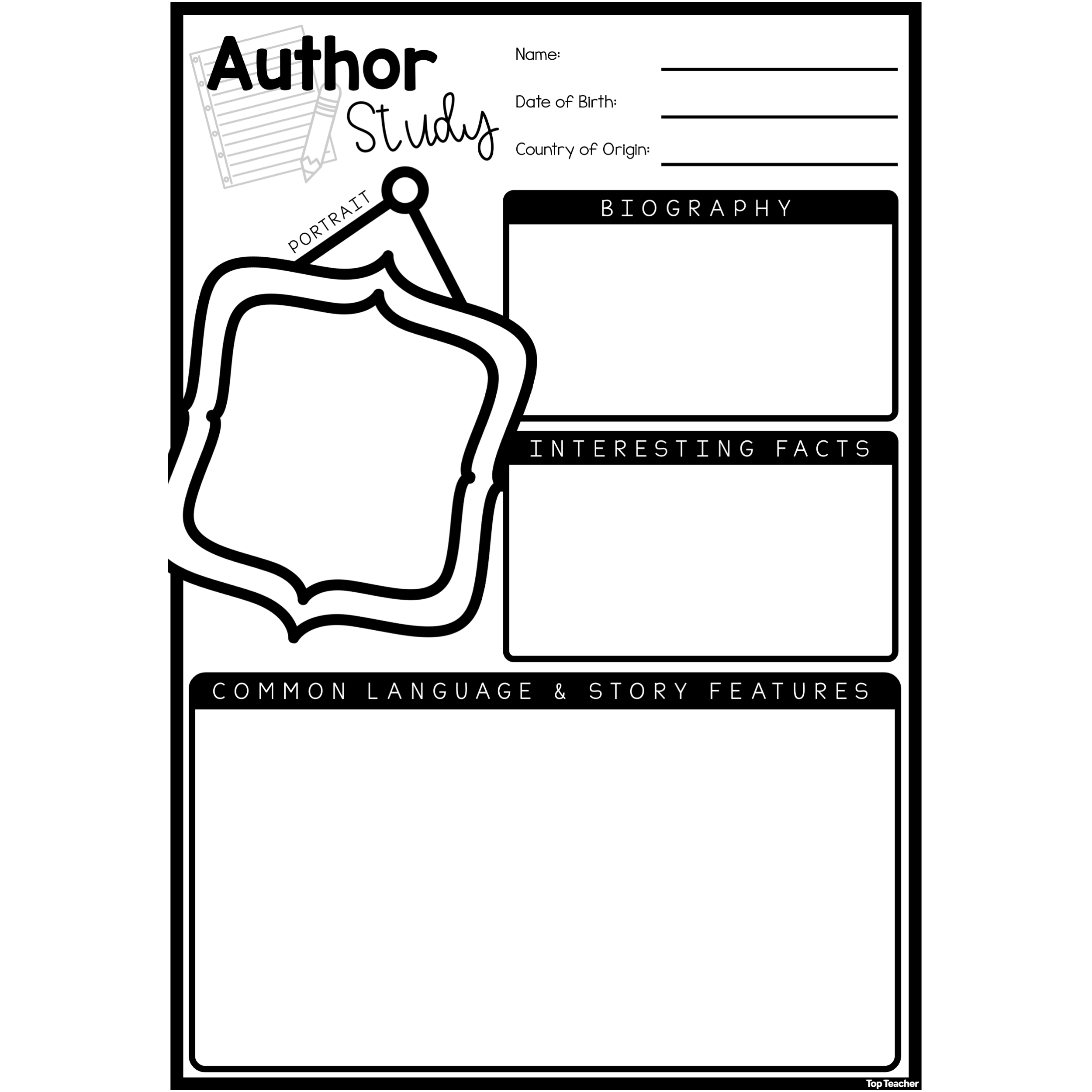 Author Study Worksheet - Top Teacher
