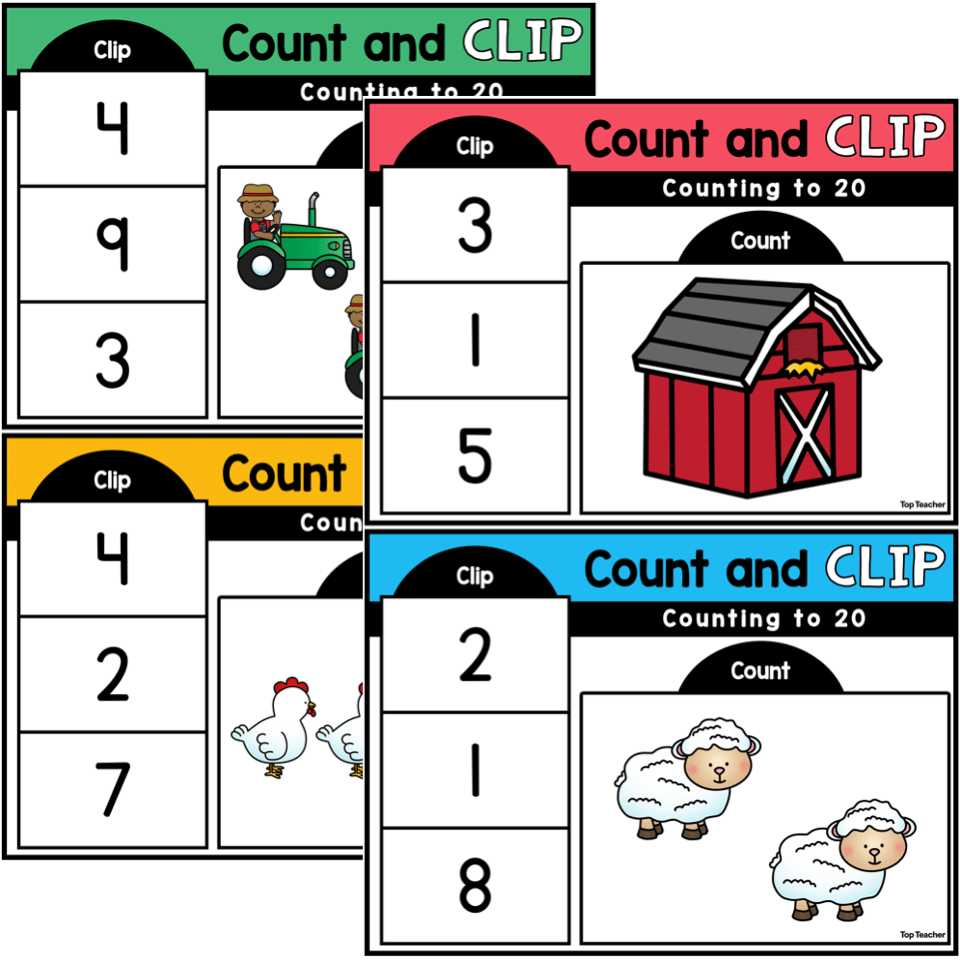 Count & Clip on the Farm: Counting 1-20 Activity - Top Teacher
