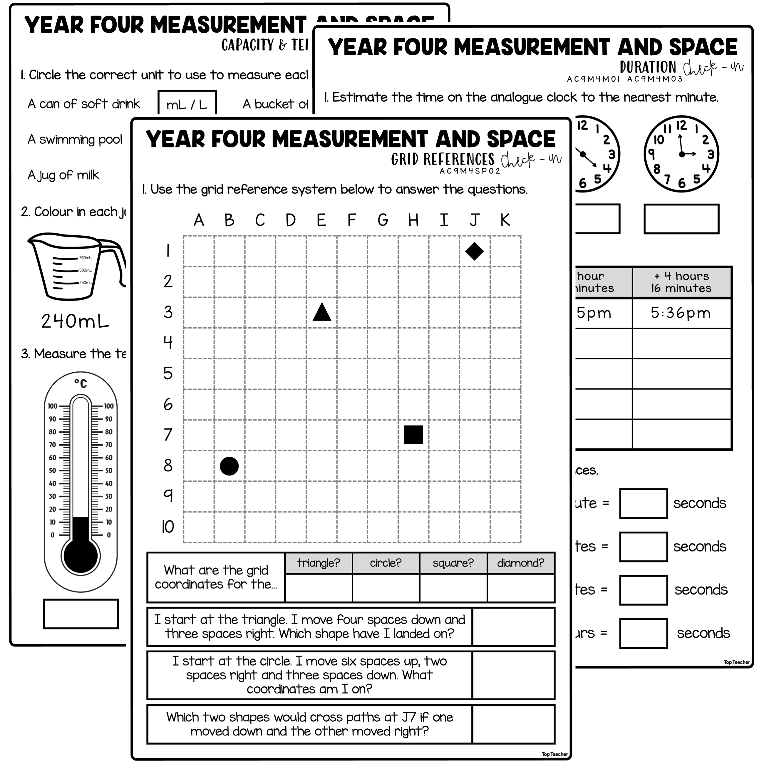 Measurement & Space Strand Assessments: Year 4 Semester 1 - Top Teacher